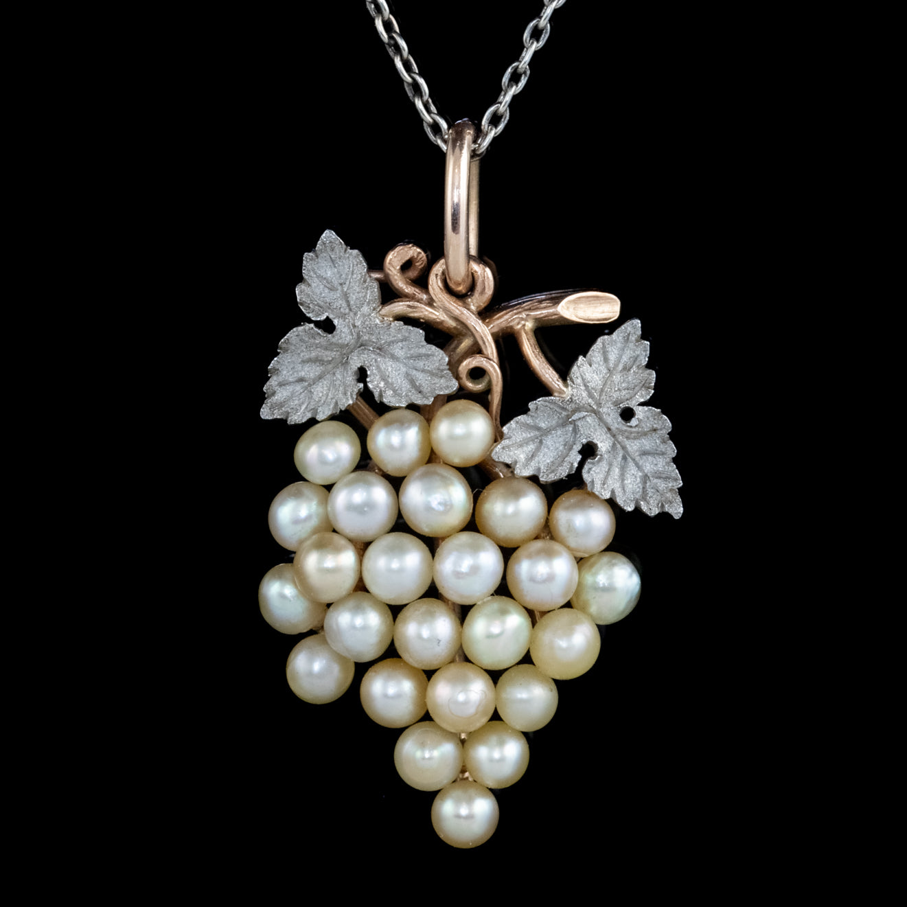 Antique Art Deco Natural Pearl Grapes Pendant Necklace 18ct Gold Circa ...