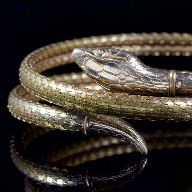 Antique Art Deco Snake Bangle Gold Gilt Circa 1930 – Laurelle Antique ...