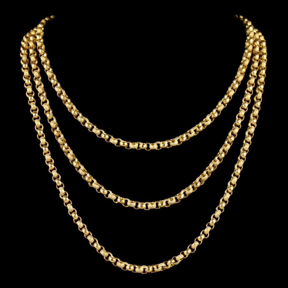 Antique Georgian Long Guard Chain 18Ct Gold – Laurelle Antique Jewellery