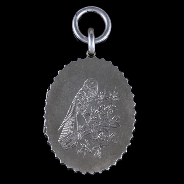 Antique Victorian Bird Locket Sterling Silver Birmingham Circa 1900 ...