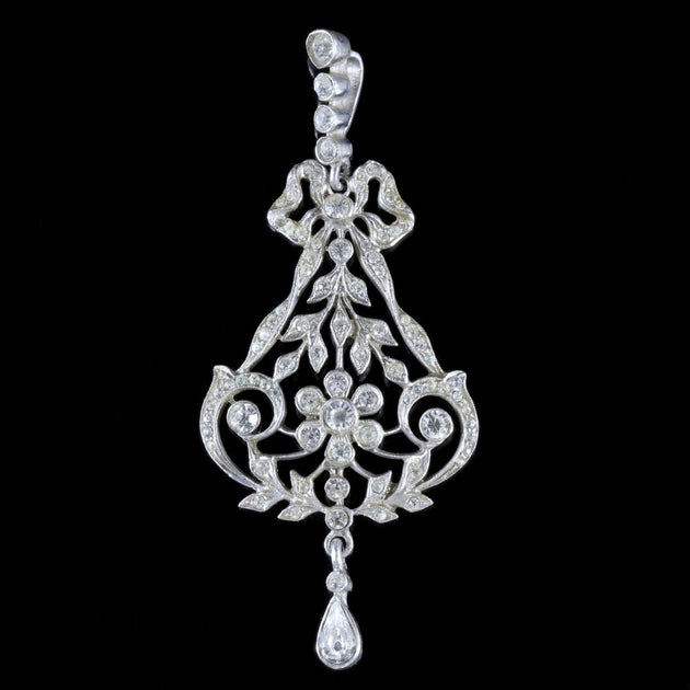 Antique Victorian Floral Paste Stone Pendant Silver Circa 1900 ...