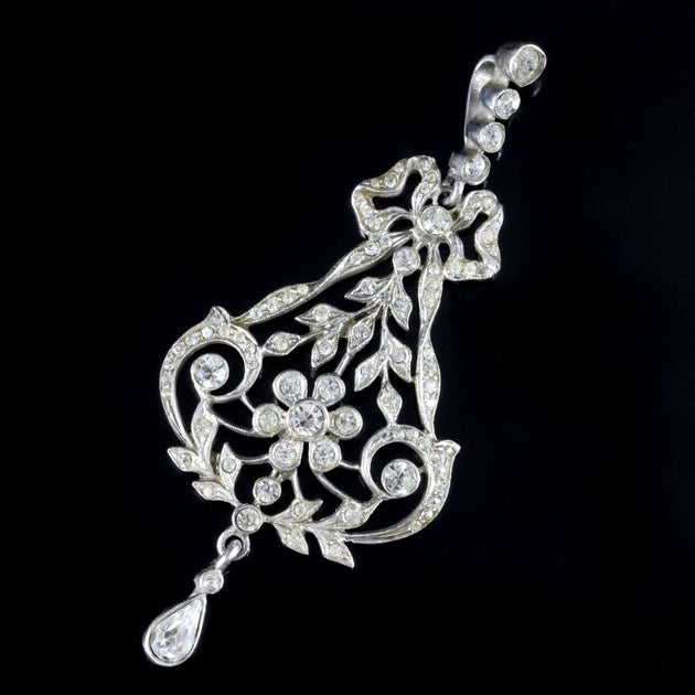 Antique Victorian Floral Paste Stone Pendant Silver Circa 1900 ...