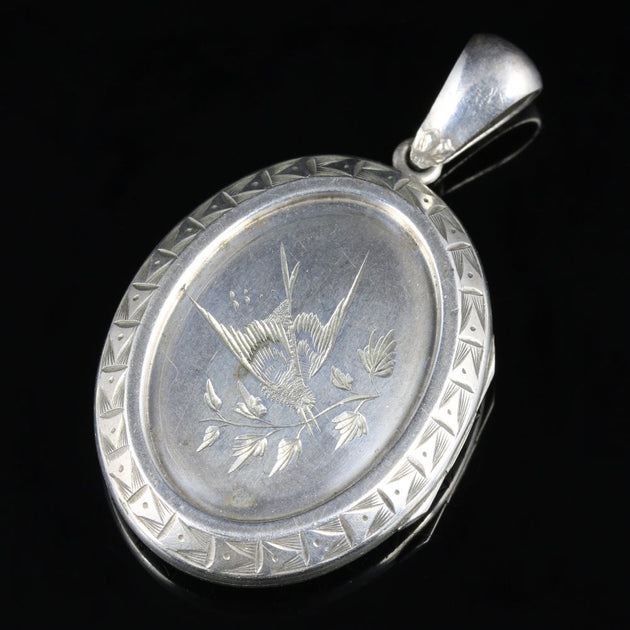 Antique Victorian Silver Locket Bird Motifs Circa 1880 – Laurelle ...
