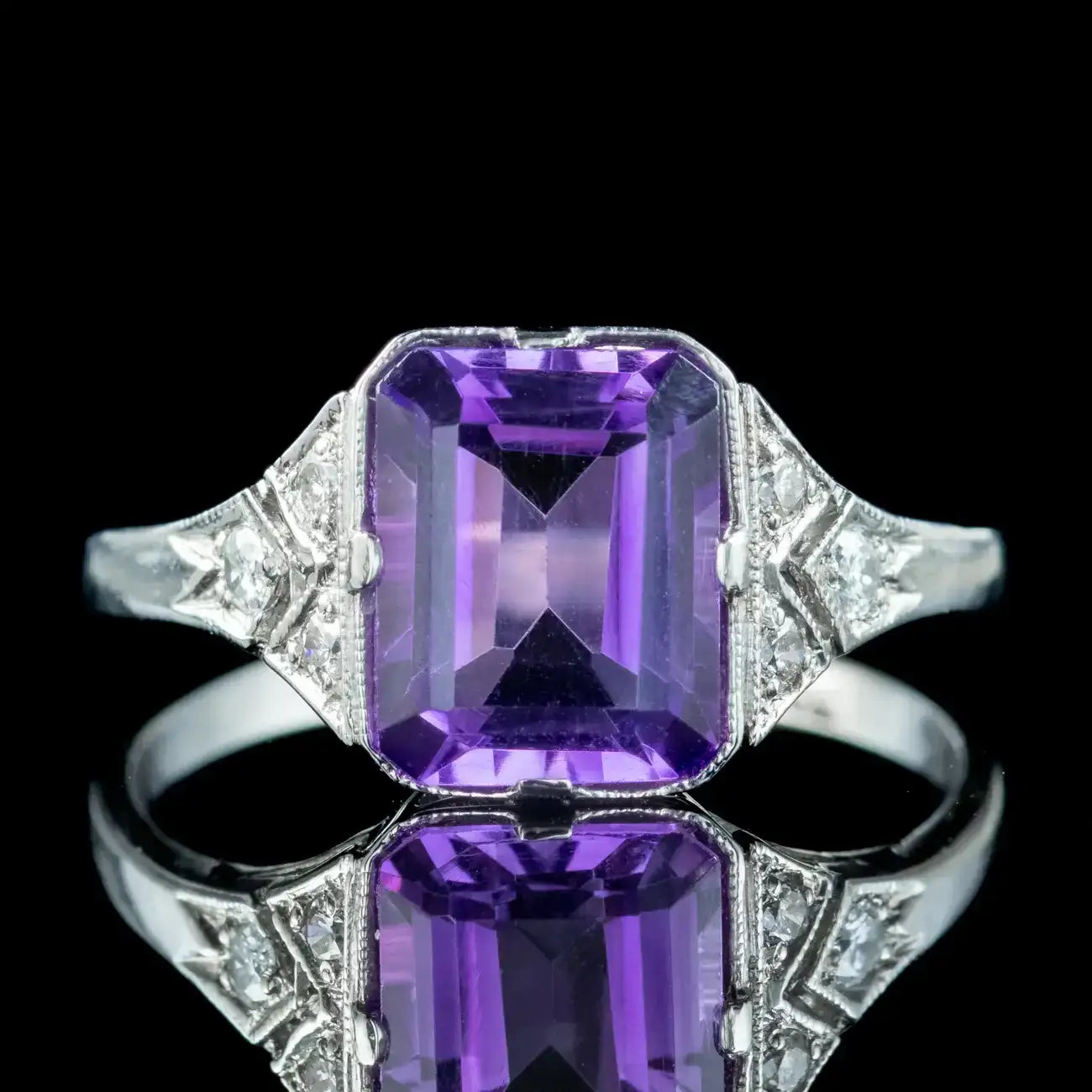 Art Deco Style Amethyst Diamond Ring 2.8ct Amethyst – Laurelle Antique ...
