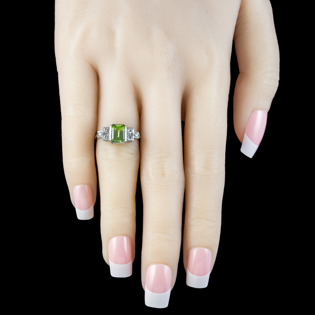 Art Deco Style Peridot Diamond Ring 1.5ct Peridot – Laurelle Antique ...