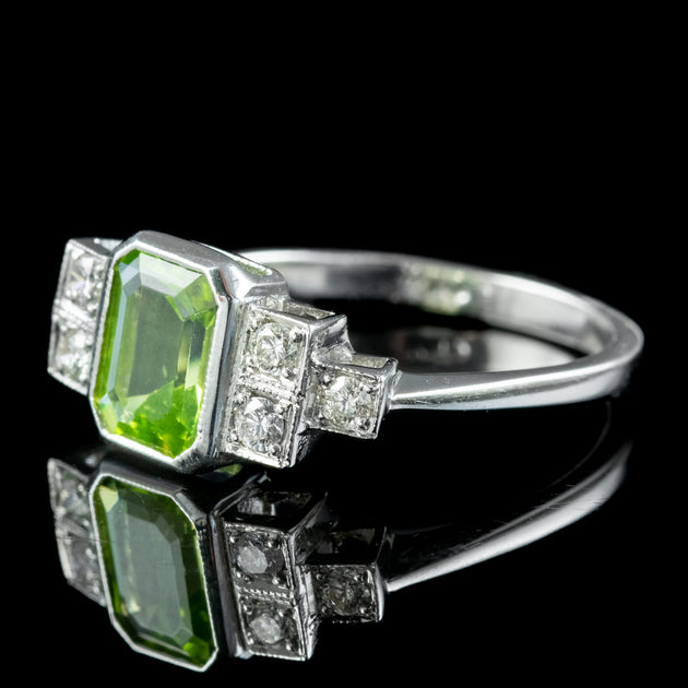 Art Deco Style Peridot Diamond Ring 1.5ct Peridot – Laurelle Antique ...