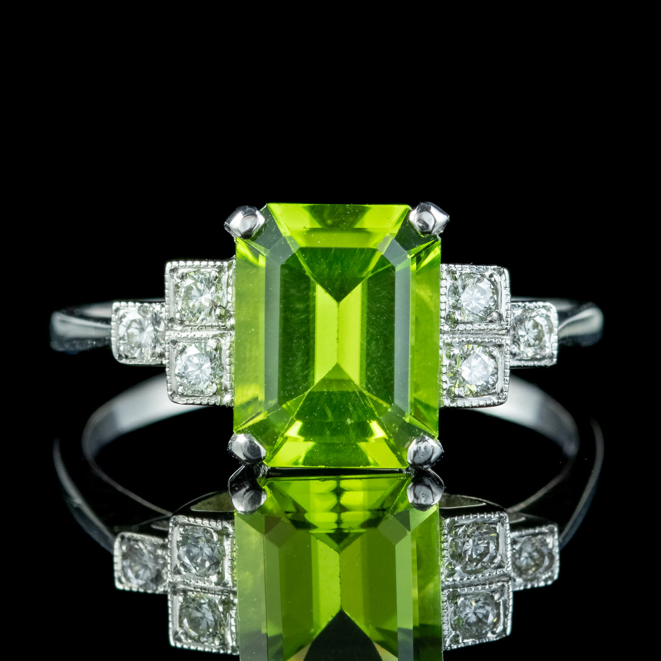 Art Deco Style Peridot Diamond Ring 2.75ct Peridot – Laurelle Antique ...