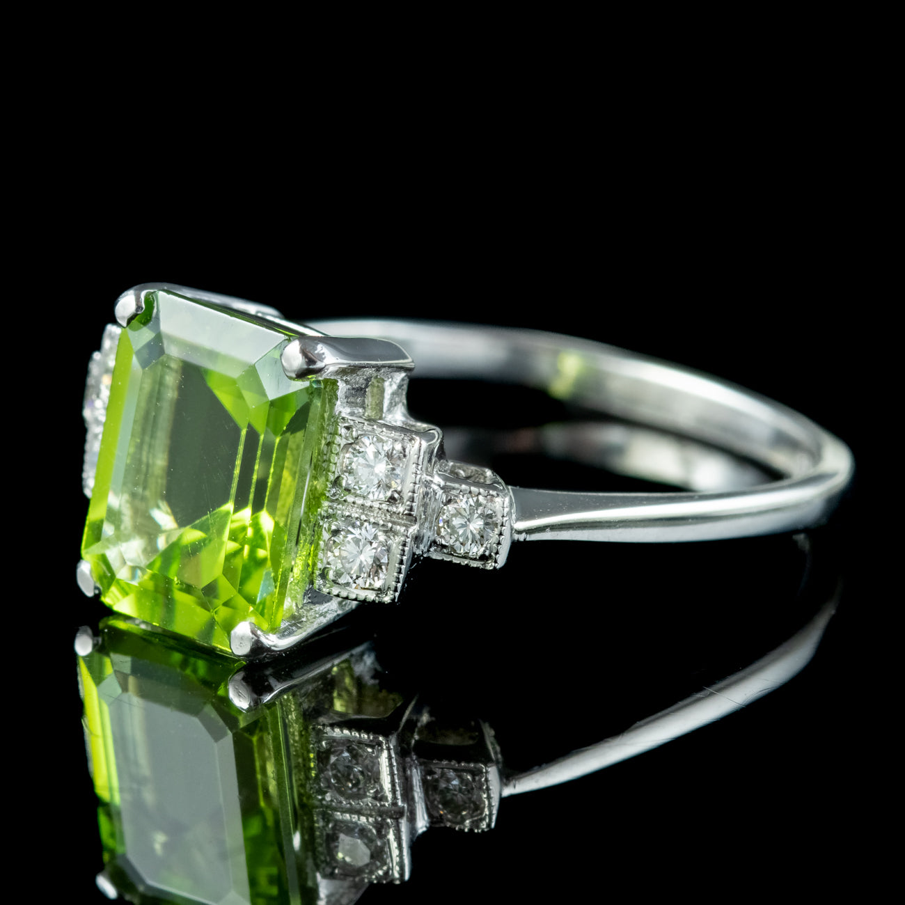 Art Deco Style Peridot Diamond Ring 2.75ct Peridot – Laurelle Antique ...