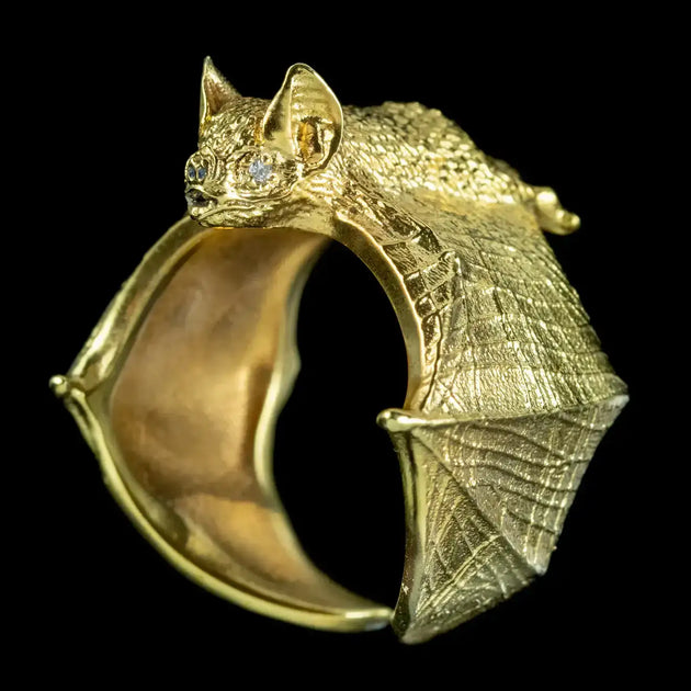 Victorian Style Diamond Bat Ring Sterling Silver 18ct Gold Gilt ...