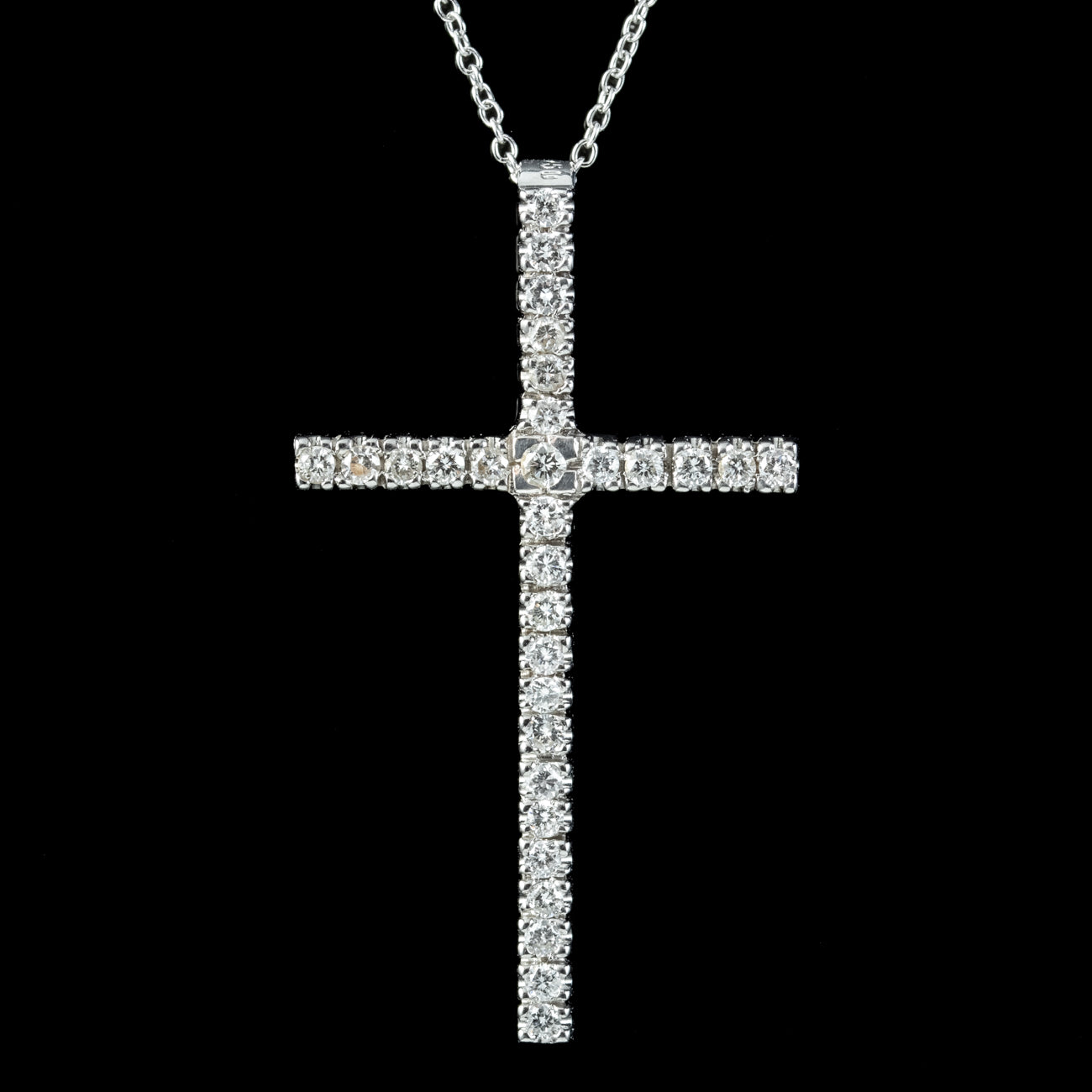 Edwardian Style Diamond Cross Pendant Necklace 18ct Gold 1.40ct Of Dia ...