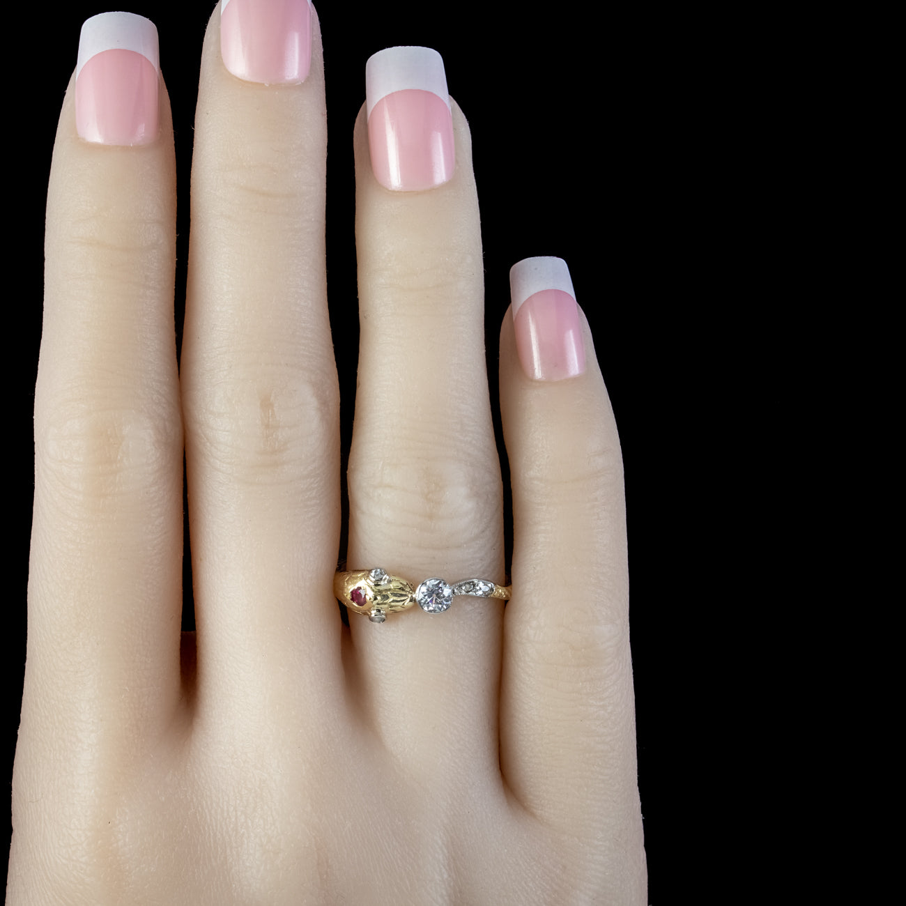 Edwardian Style Diamond Ruby Snake Ring 0.22Ct | – Laurelle Antique ...