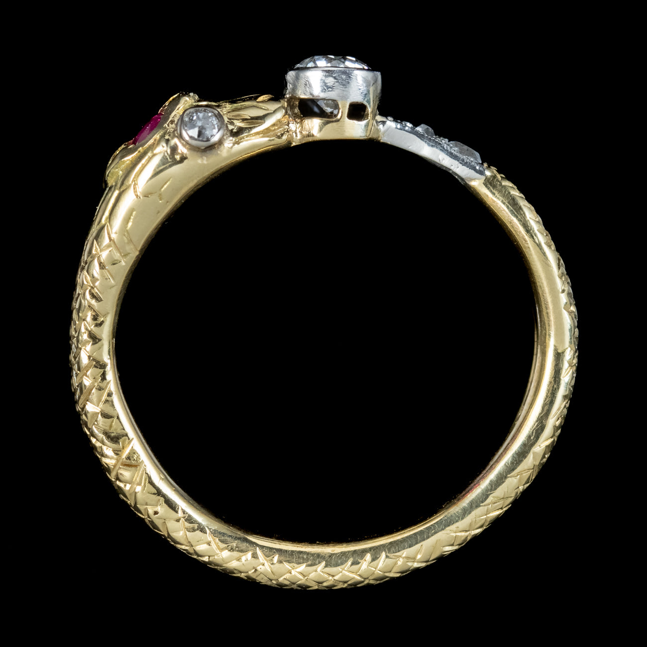 Edwardian Style Diamond Ruby Snake Ring 0.22Ct | – Laurelle Antique ...
