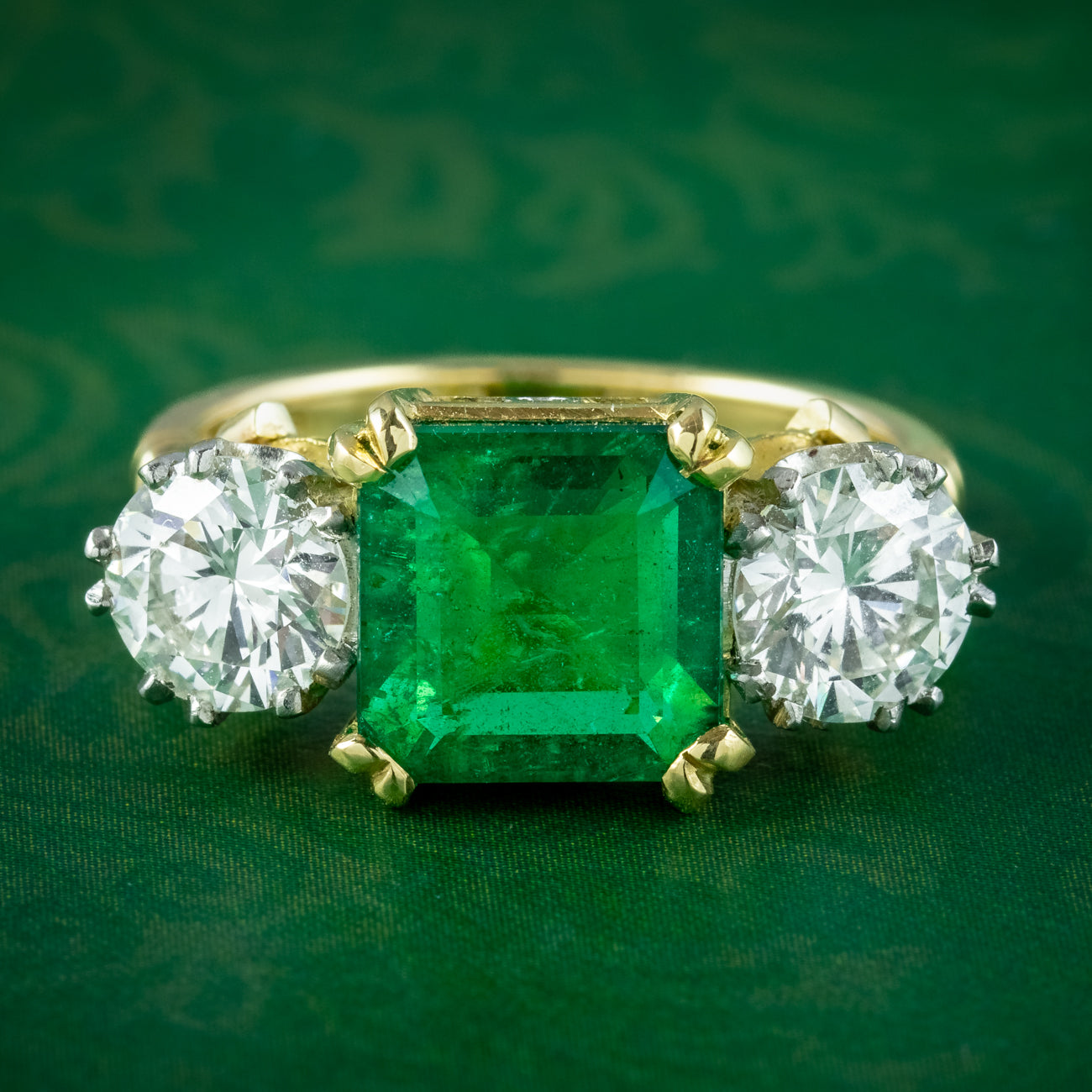 Edwardian Style Emerald Proposal Ring 3.39Ct | – Laurelle Antique Jewellery