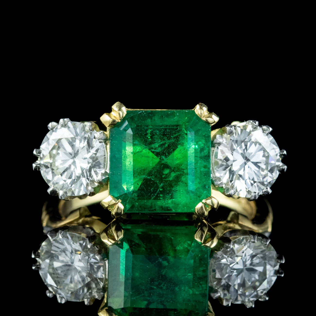 Edwardian Style Emerald Proposal Ring 3.39Ct | – Laurelle Antique Jewellery