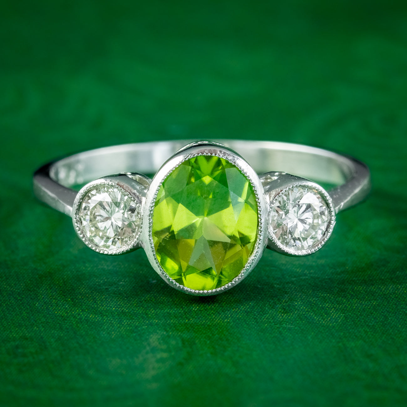 Edwardian Style Peridot Diamond Trilogy Ring 1.6ct Peridot – Laurelle ...