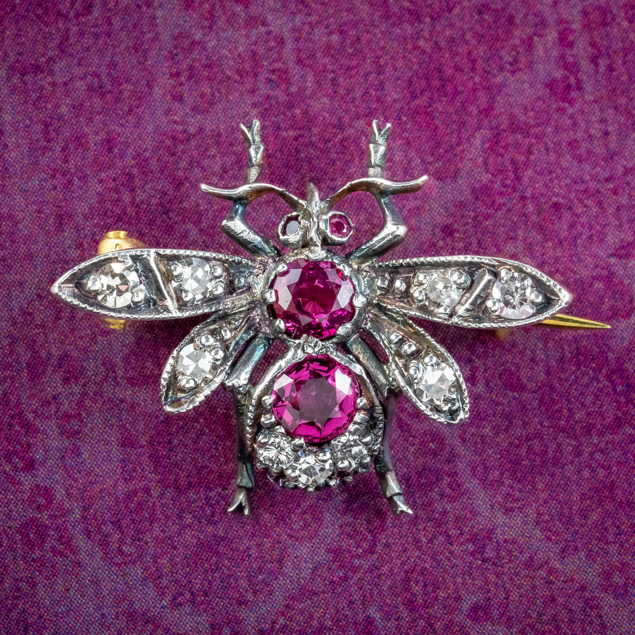 Edwardian Style Ruby Diamond Bee Brooch Silver 18ct Gold – Laurelle ...