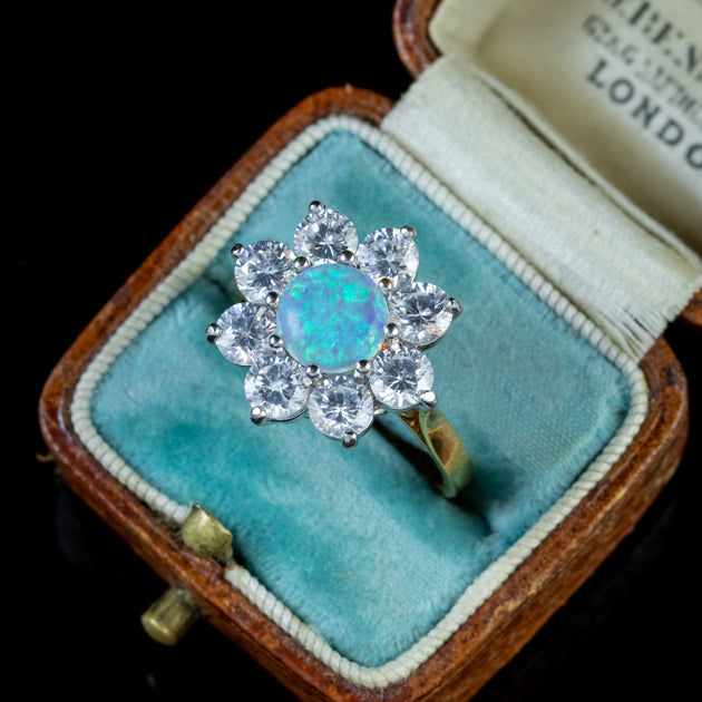 Opal Cluster Ring Paste Stones 18ct Gold On Silver – Laurelle Antique ...