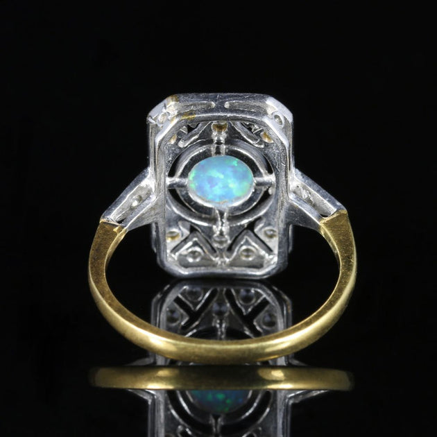 Opal Paste Stone Ring 18Ct Gold On Silver – Laurelle Antique Jewellery