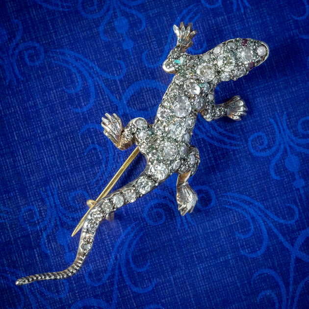 Victorian Style Diamond Lizard Brooch 2ct Of Diamond – Laurelle Antique ...