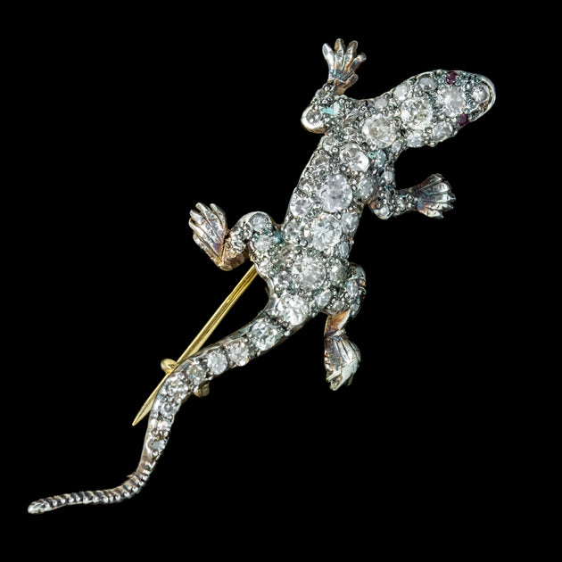Victorian Style Diamond Lizard Brooch 2ct Of Diamond – Laurelle Antique ...