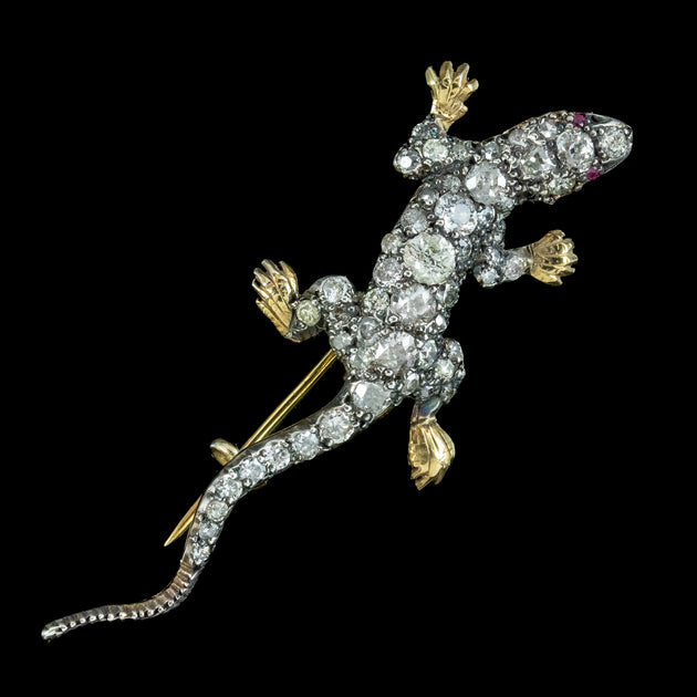 Victorian Style Diamond Lizard Brooch 2ct Total – Laurelle Antique ...