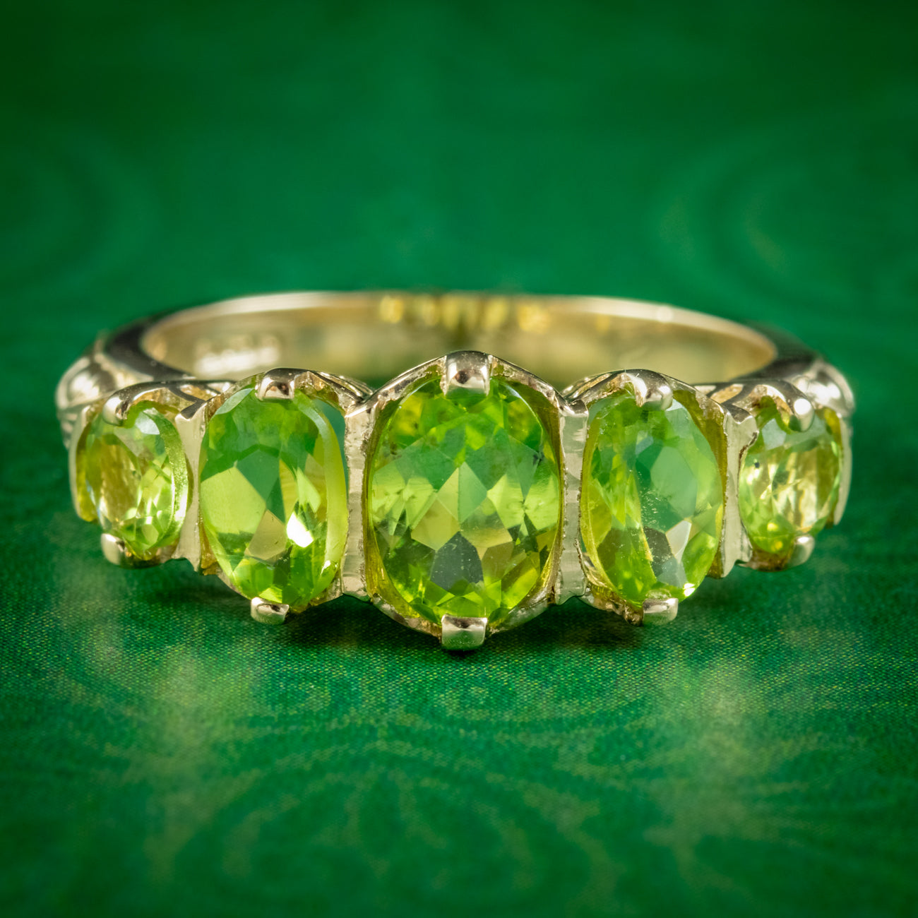 Victorian Style Peridot Five Stone Ring 9ct Gold 2.5ct Of Peridot ...