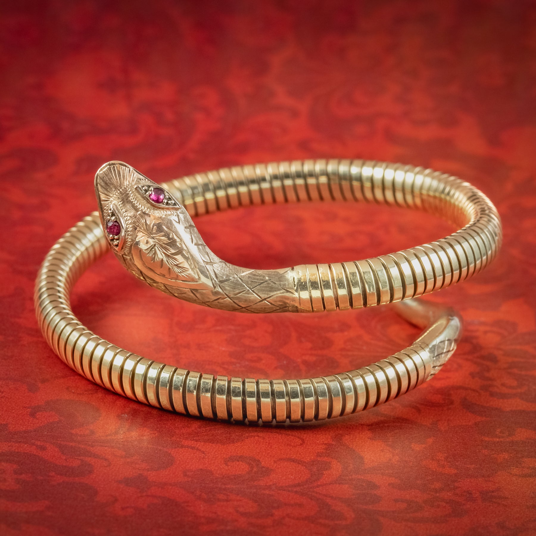 Vintage 9ct Gold Snake Bangle Ruby Eyes Smith And Pepper Dated 1971 ...