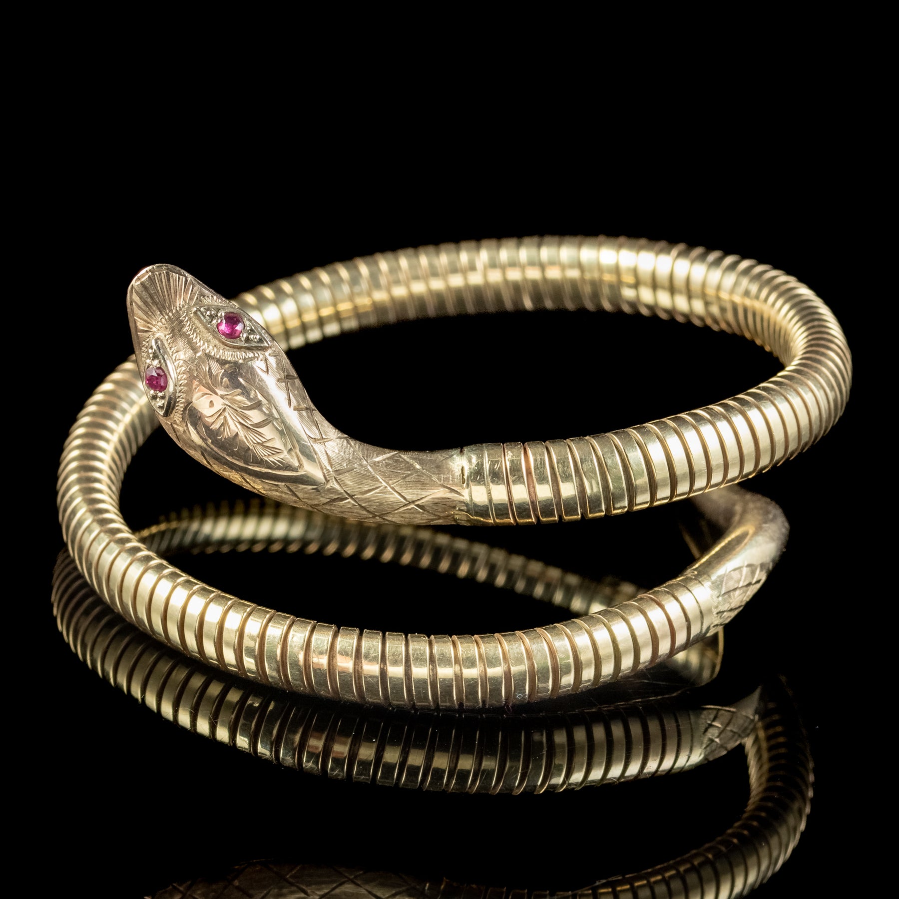 Vintage 9ct Gold Snake Bangle Ruby Eyes Smith And Pepper Dated 1971 ...