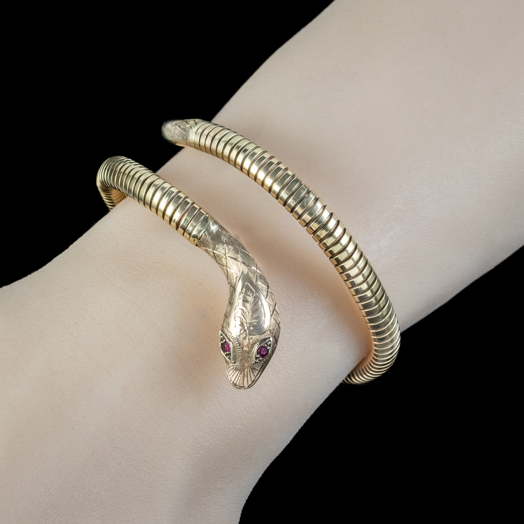 Vintage 9ct Gold Snake Bangle Ruby Eyes Smith And Pepper Dated 1971 ...
