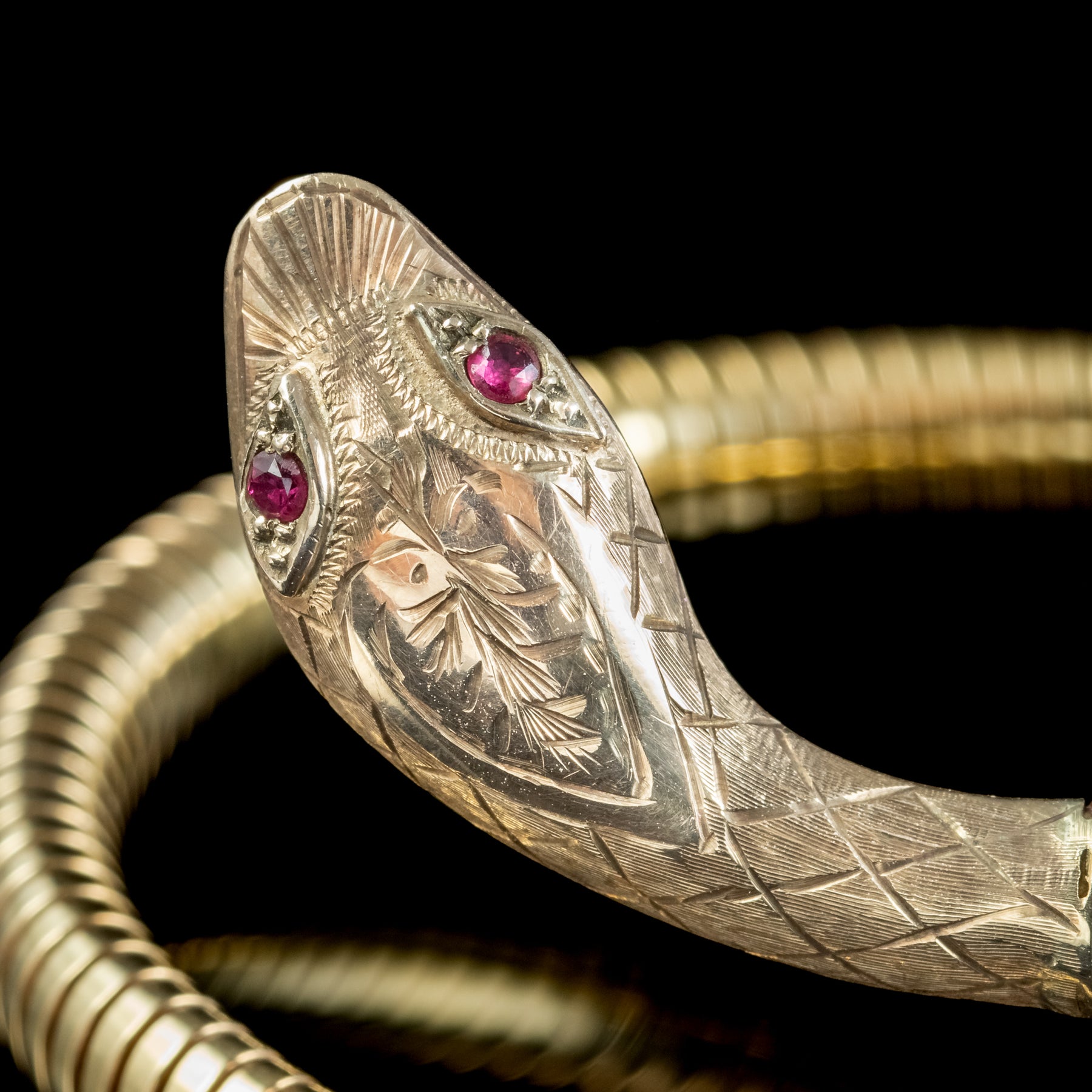 Vintage 9ct Gold Snake Bangle Ruby Eyes Smith And Pepper Dated 1971 ...