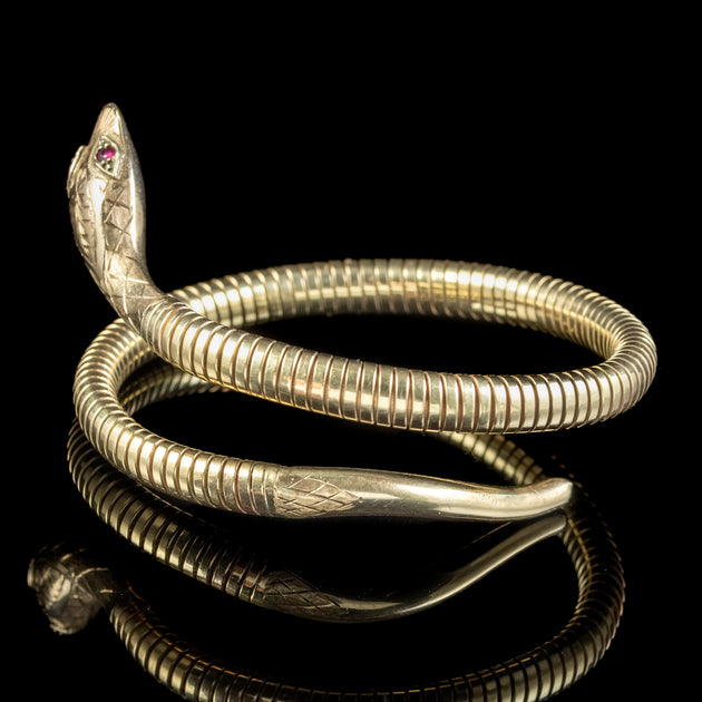 Vintage 9ct Gold Snake Bangle Ruby Eyes Smith And Pepper Dated 1971 ...