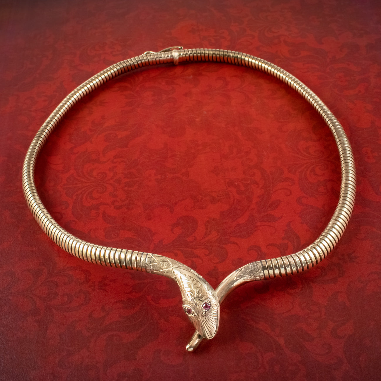 Vintage 9ct Gold Snake Collar Necklace Ruby Eyes Smith And Pepper Date ...