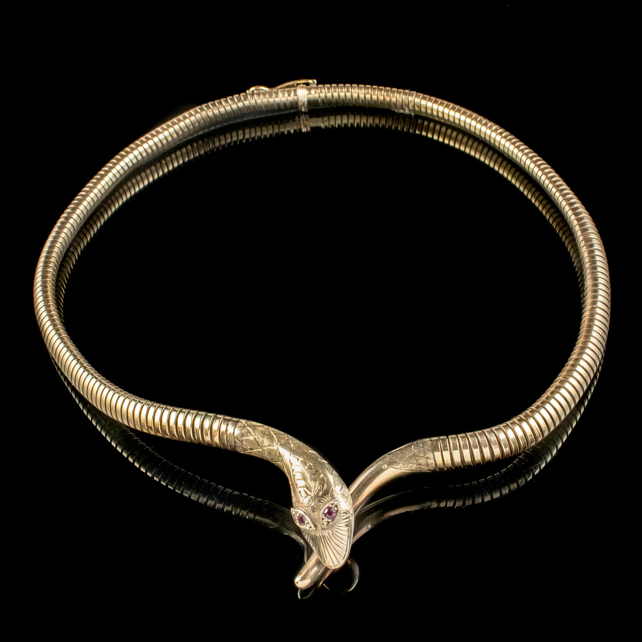 Vintage 9ct Gold Snake Collar Necklace Ruby Eyes Smith And Pepper Date ...