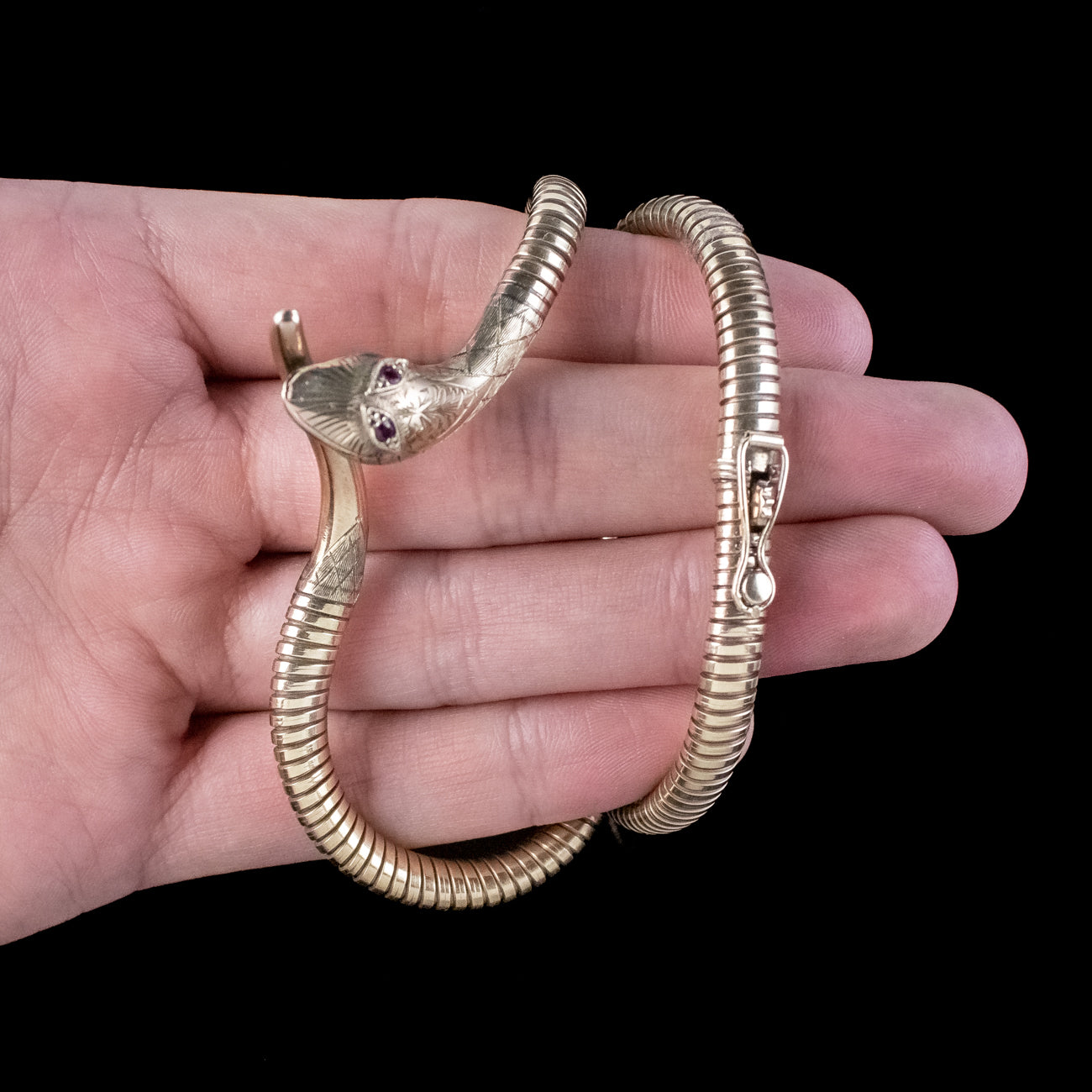 Vintage 9ct Gold Snake Collar Necklace Ruby Eyes Smith And Pepper Date ...