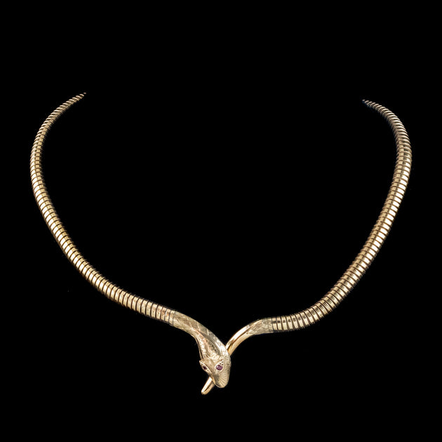 Vintage 9ct Gold Snake Collar Necklace Ruby Eyes Smith And Pepper Date ...