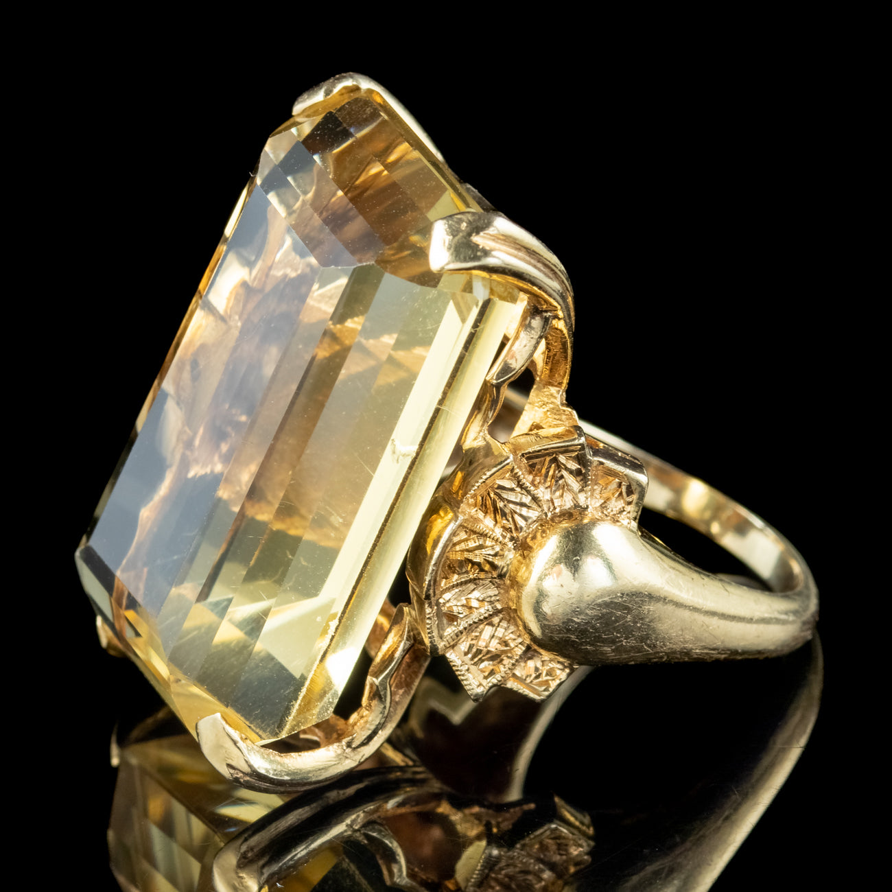 Vintage Citrine Cocktail Ring 50ct Emerald Cut Citrine – Laurelle ...