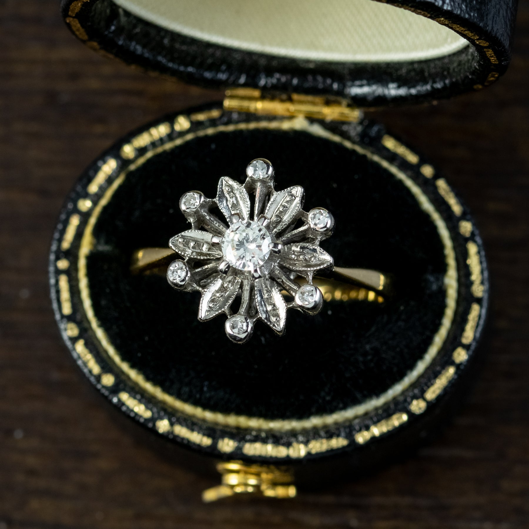 Vintage Diamond Flower Ring 0.35ct Of Diamond – Laurelle Antique Jewellery