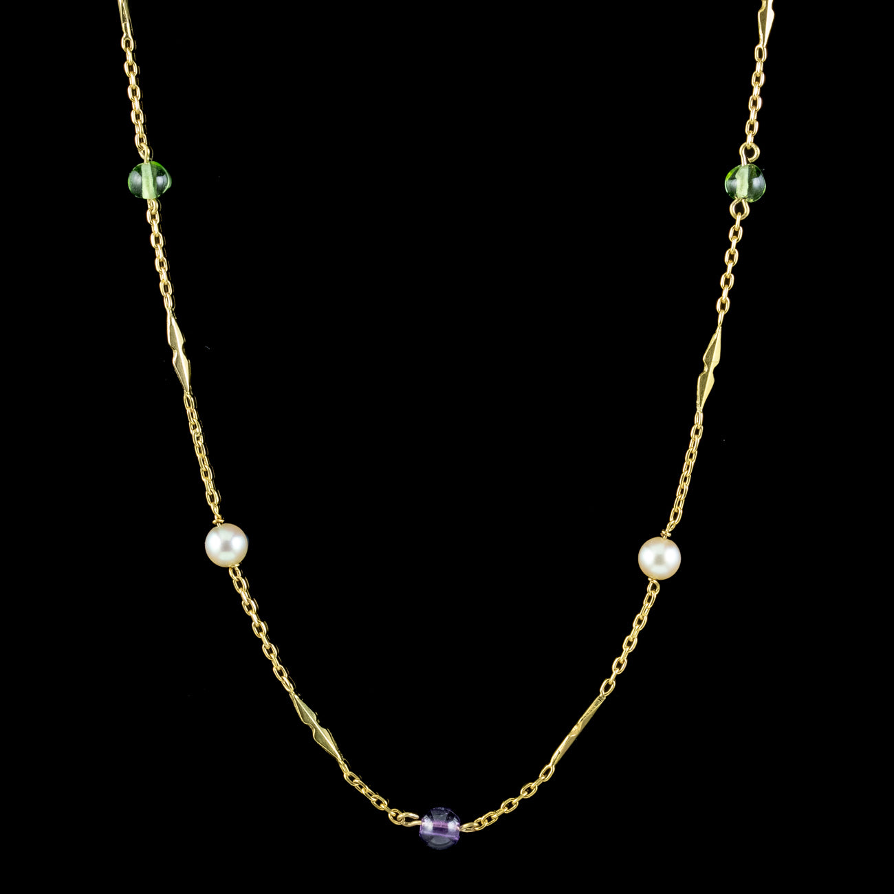 Vintage French Suffragette Chain 9ct Gold Amethyst Pearl Peridot ...