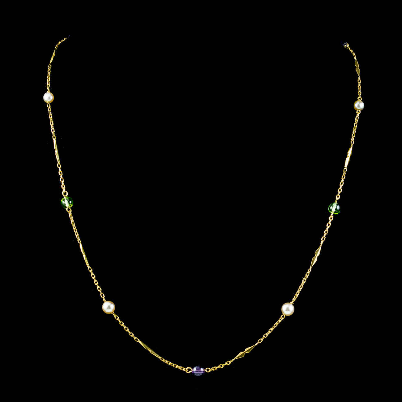 Vintage French Suffragette Chain 9ct Gold Amethyst Pearl Peridot ...