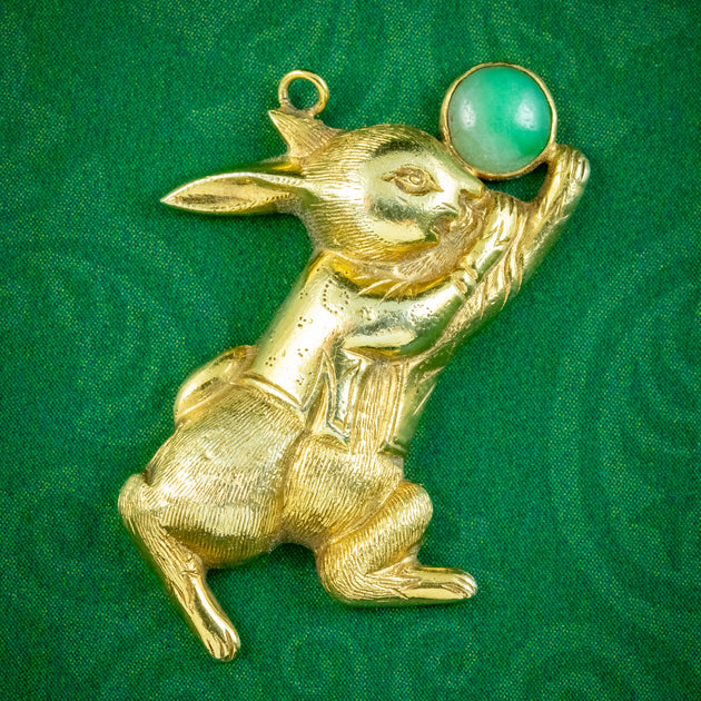 Vintage Jade Rabbit Charm Pendant 14ct Gold – Laurelle Antique Jewellery