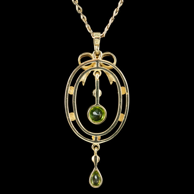 Vintage Peridot Pearl Pendant Necklace 9ct Gold – Laurelle Antique ...