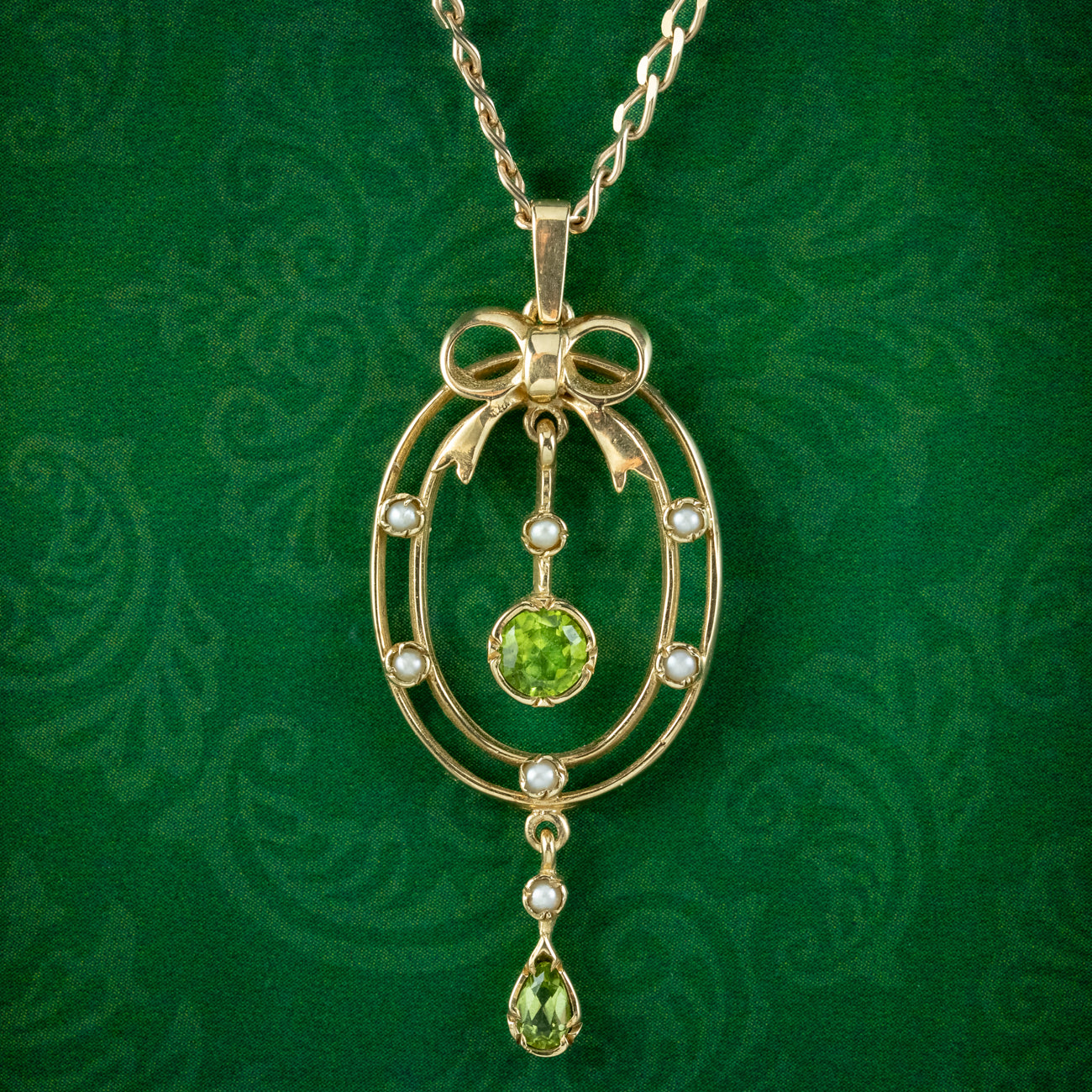 Vintage Peridot Pearl Pendant Necklace 9ct Gold – Laurelle Antique ...