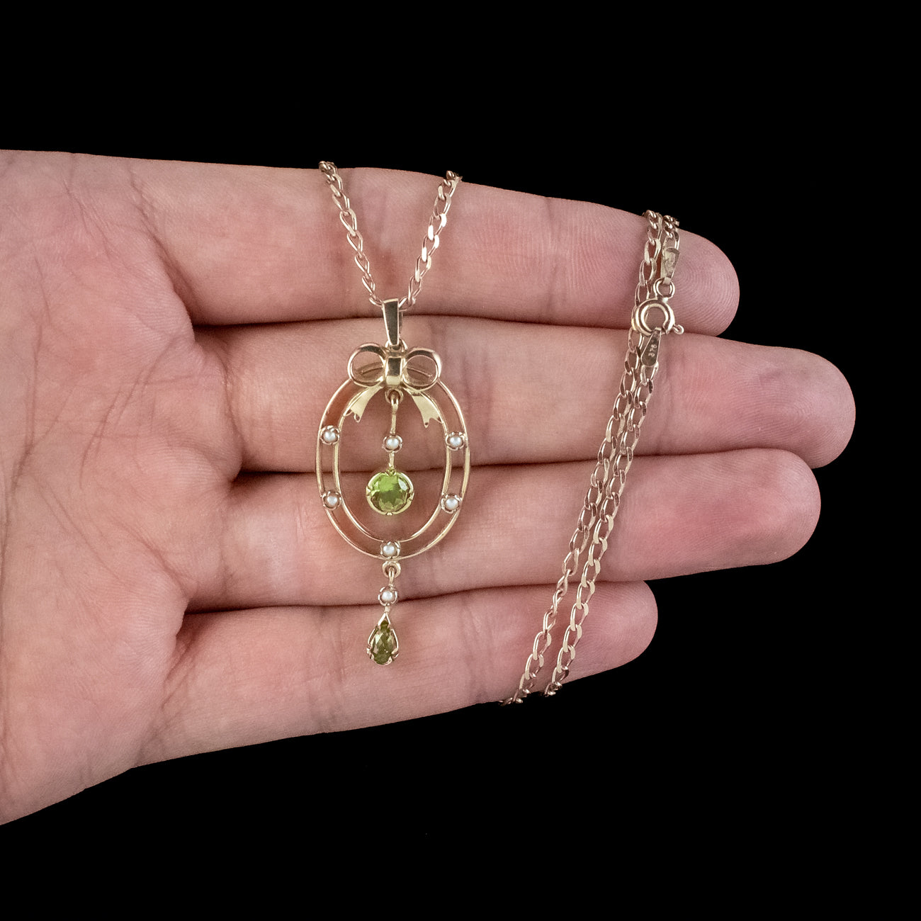 Vintage Peridot Pearl Pendant Necklace 9ct Gold – Laurelle Antique ...