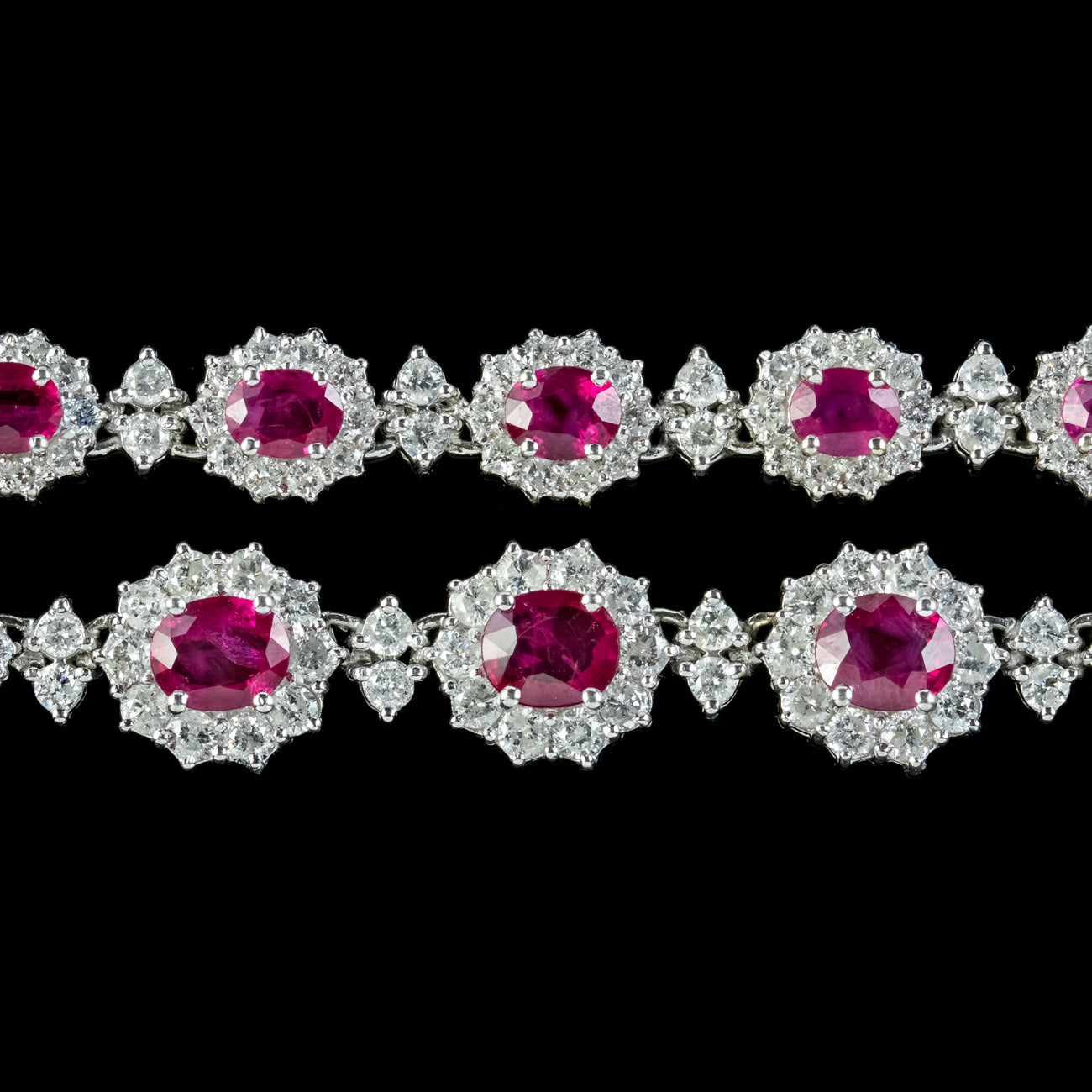 Vintage Ruby Diamond Riviere Necklace 15ct Of Ruby 18ct Gold Cert ...